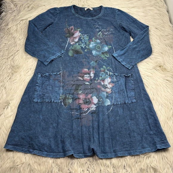 Jess & Jane | Dresses | Jess Jane Womens M Blue Floral Graphic Terry ...